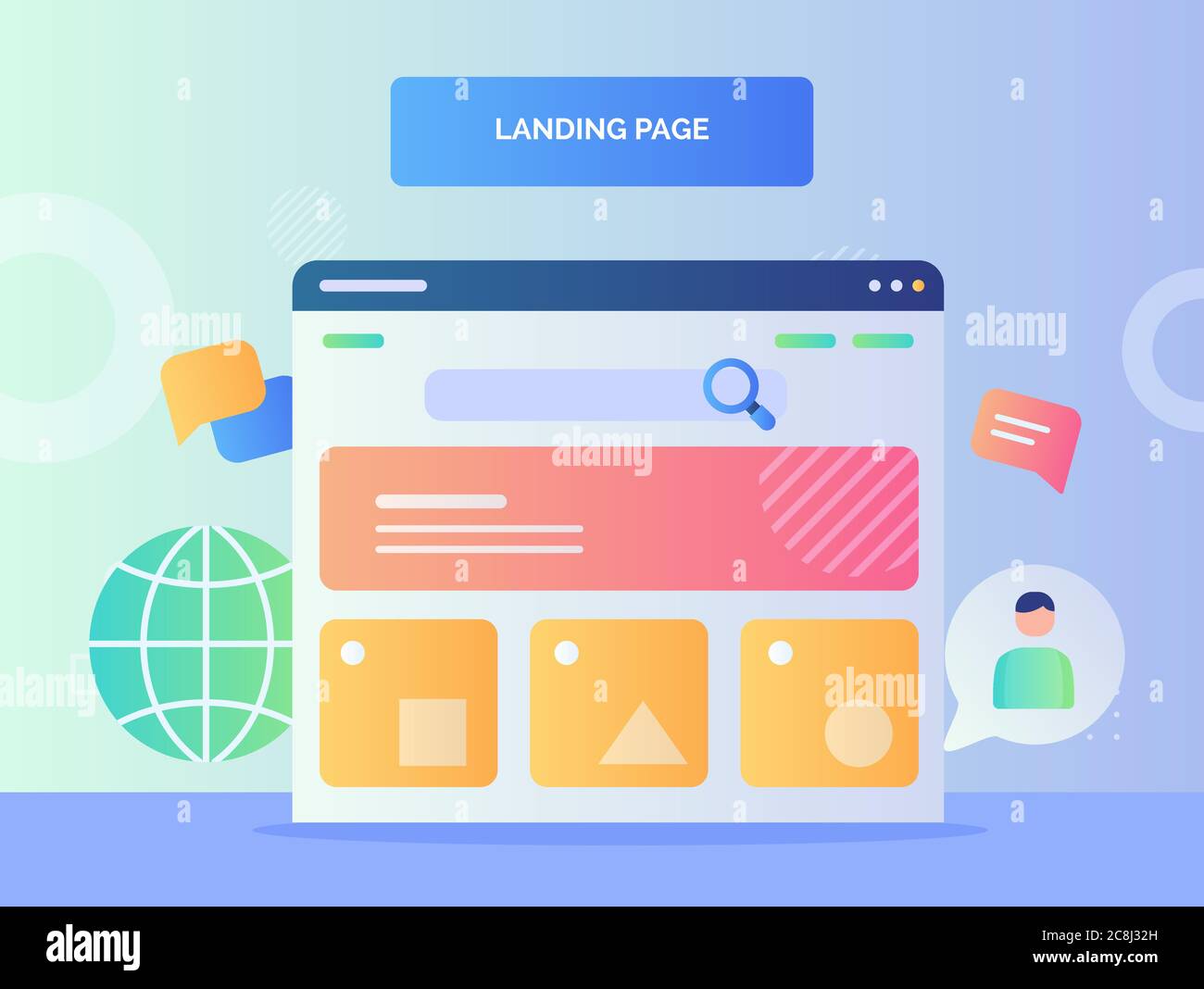 Landing page concept website wireframe interface template background of ...