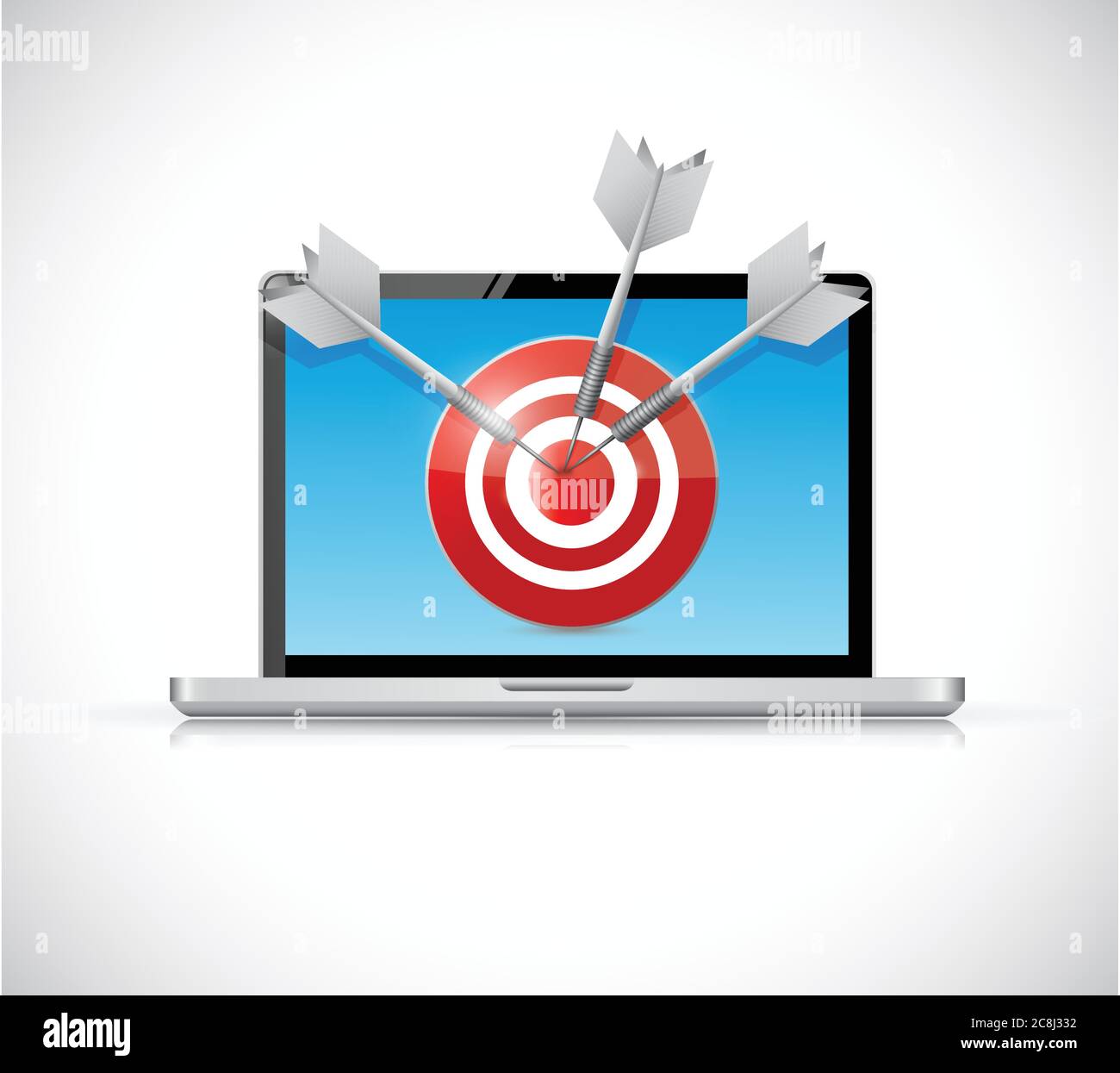 Laptop and target illustration design over a white background Stock ...