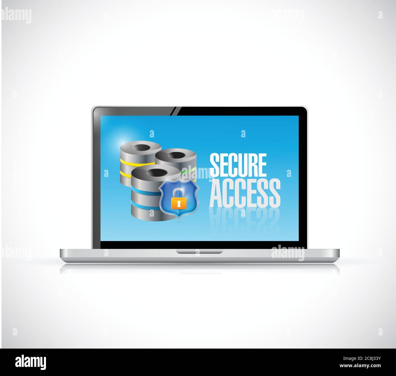 Laptop computer secure access sign illustration design over a white ...