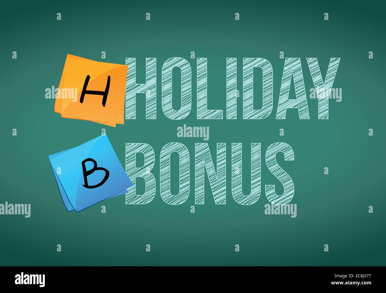 Holiday bonus message illustration design over a chalkboard background ...