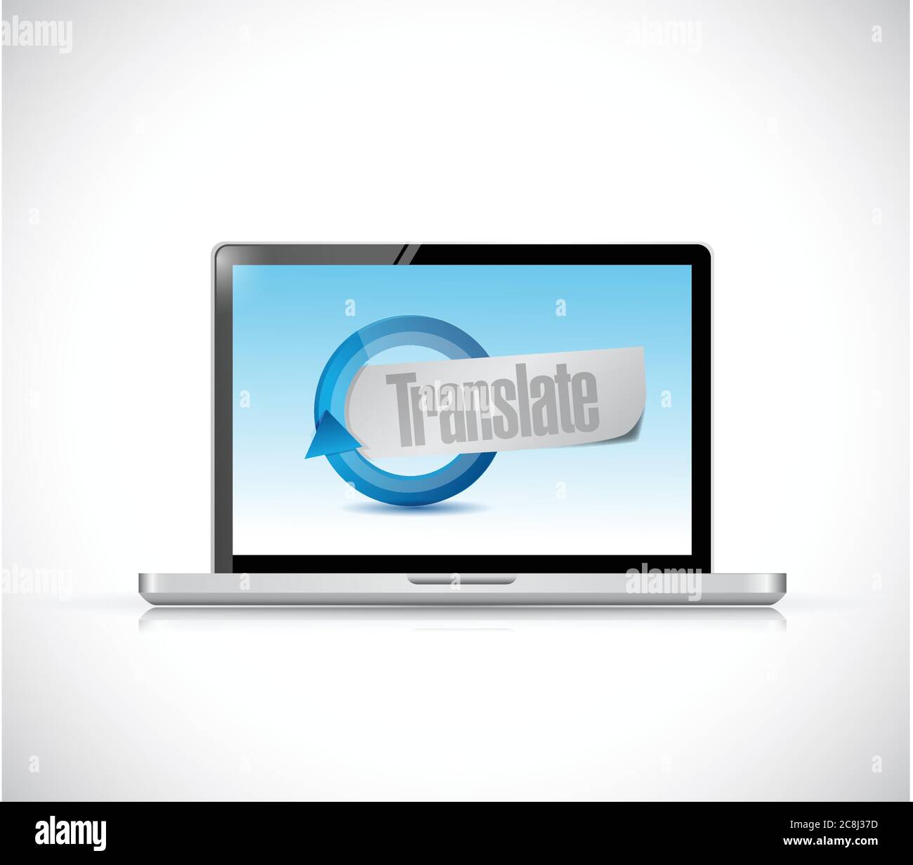 Laptop and translate cycle illustration design over a white background ...