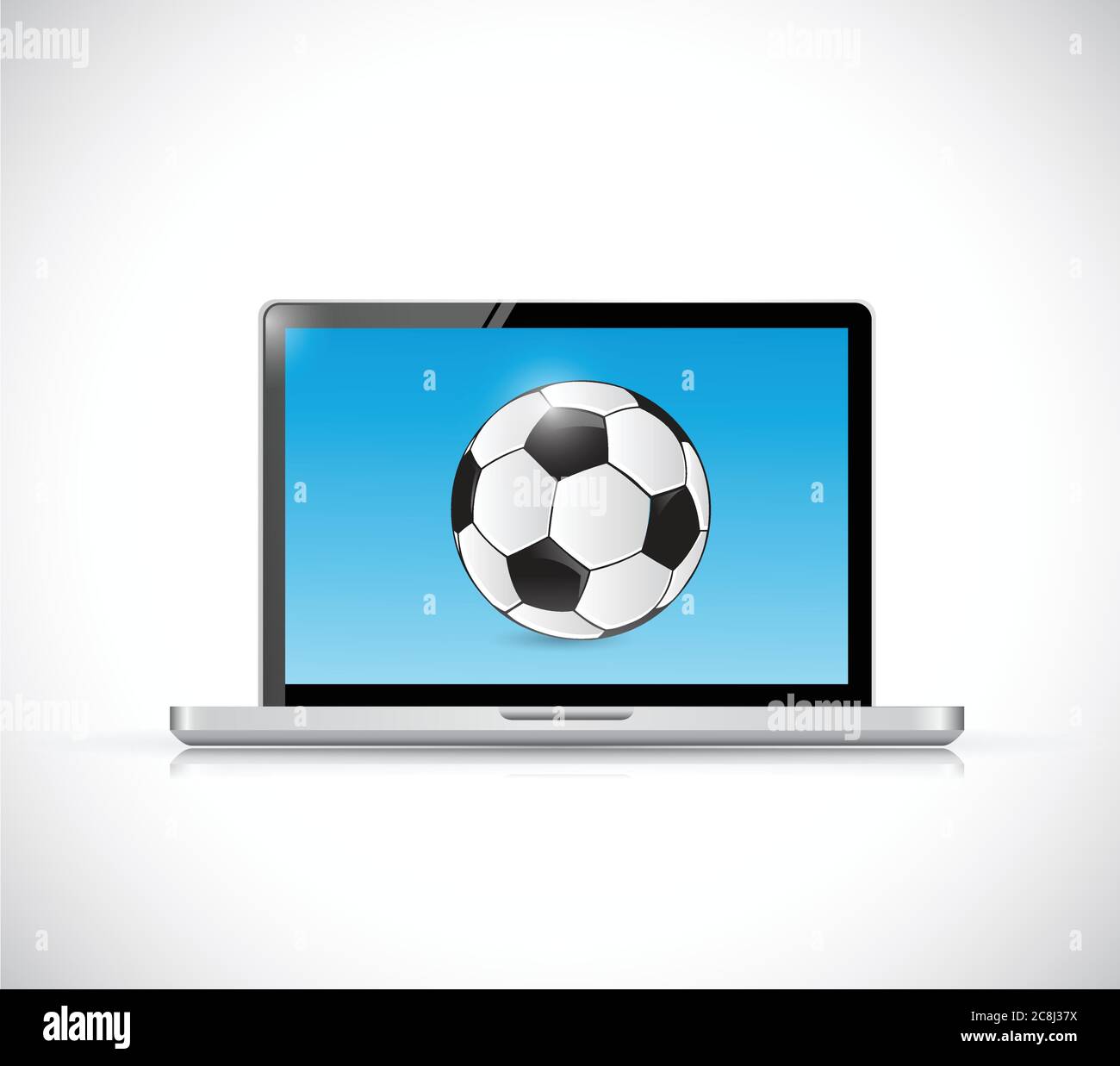Laptop and soccer ball. illustration design over a white background ...