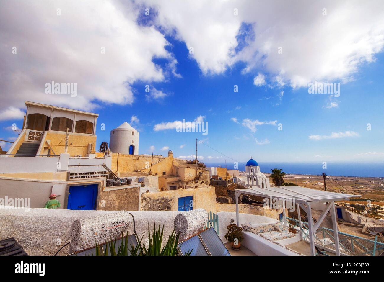 Exo Gonia village architecture on Santorini island, Greece Stock Photo ...