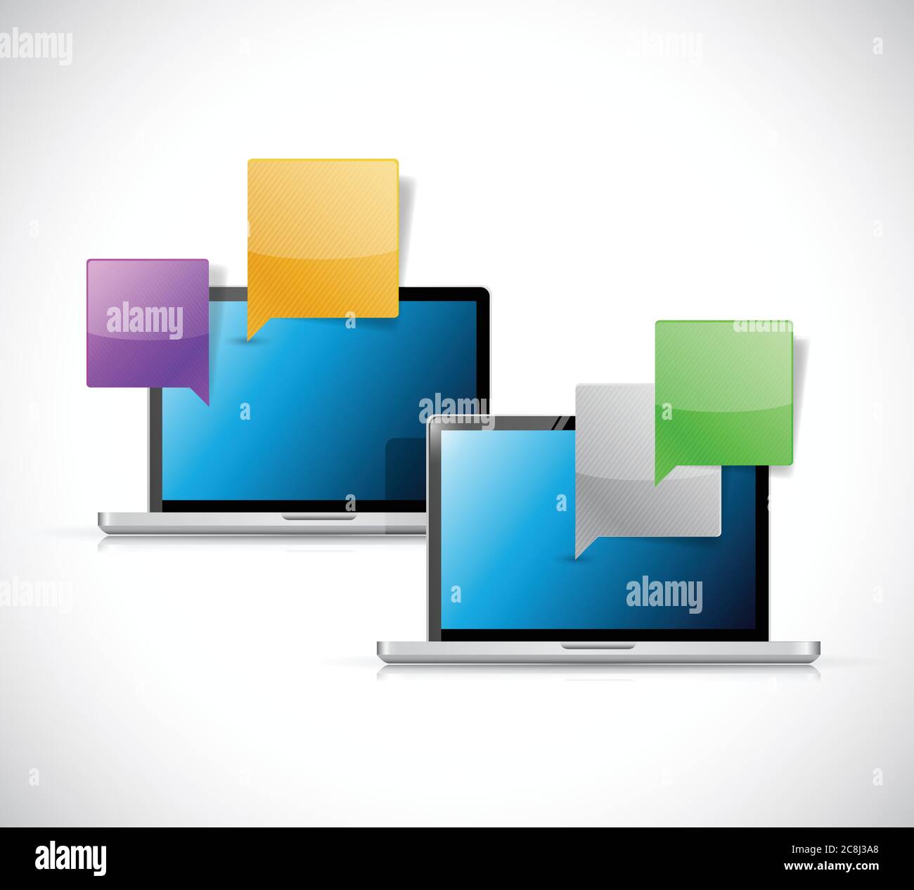 Laptop chat communication illustration over a white background Stock ...