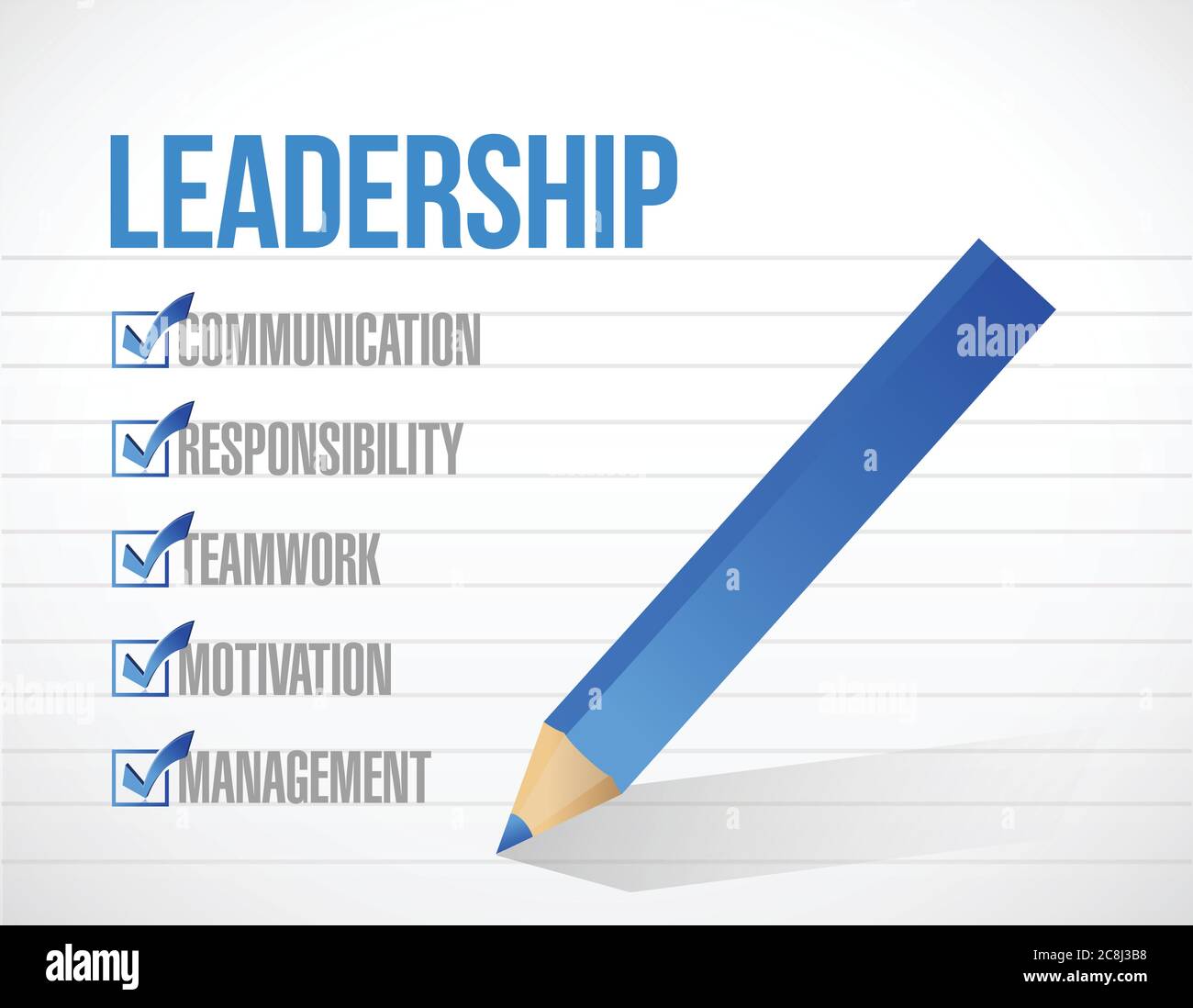 Leadership blue check mark list illustration design background. over a ...