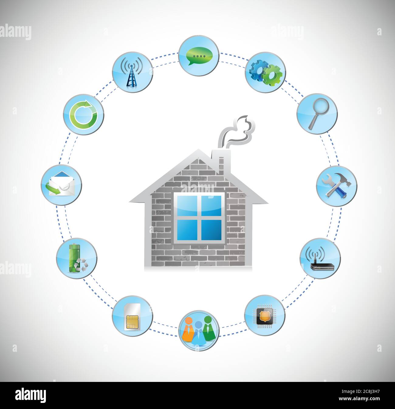 Home and circle with tools illustration design over a white background ...