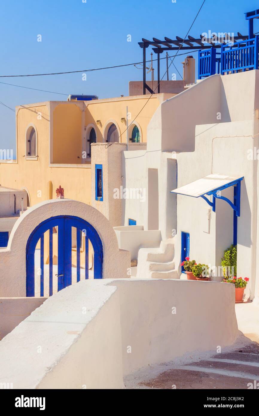 Generic architecture, Akrotiri village on Santorini island, Greece ...