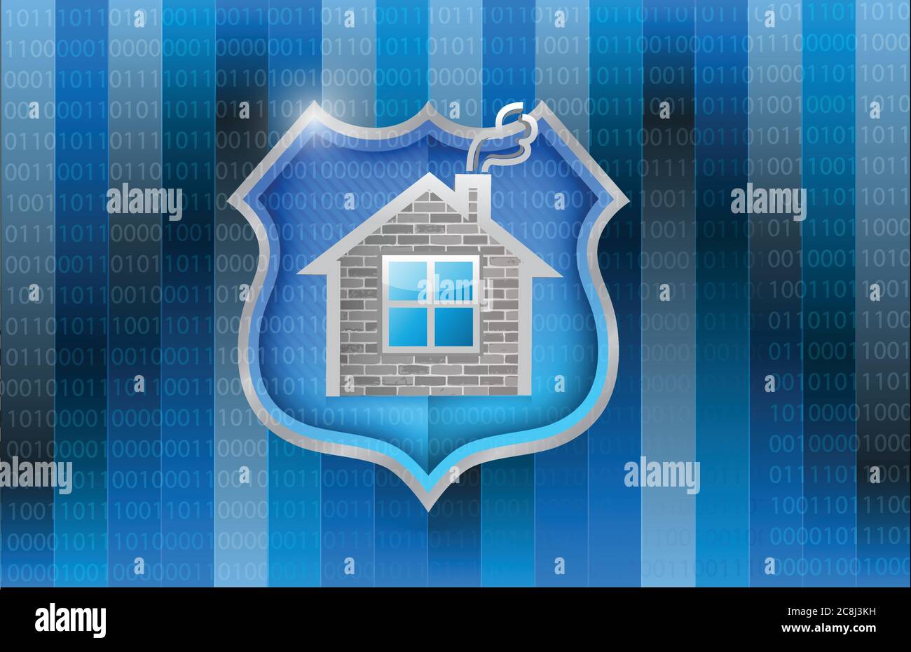House security shield illustration design over a binary background ...