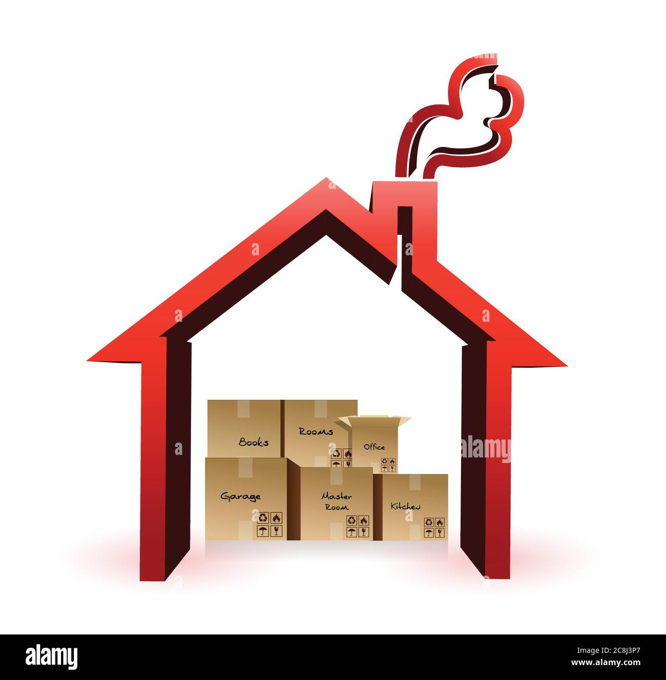 House and boxes illustration design over a white background Stock ...