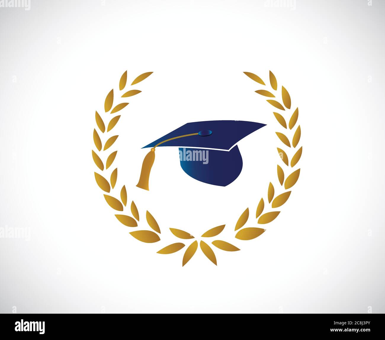 Graduation hat tassel around a laurel. illustration design over a white ...