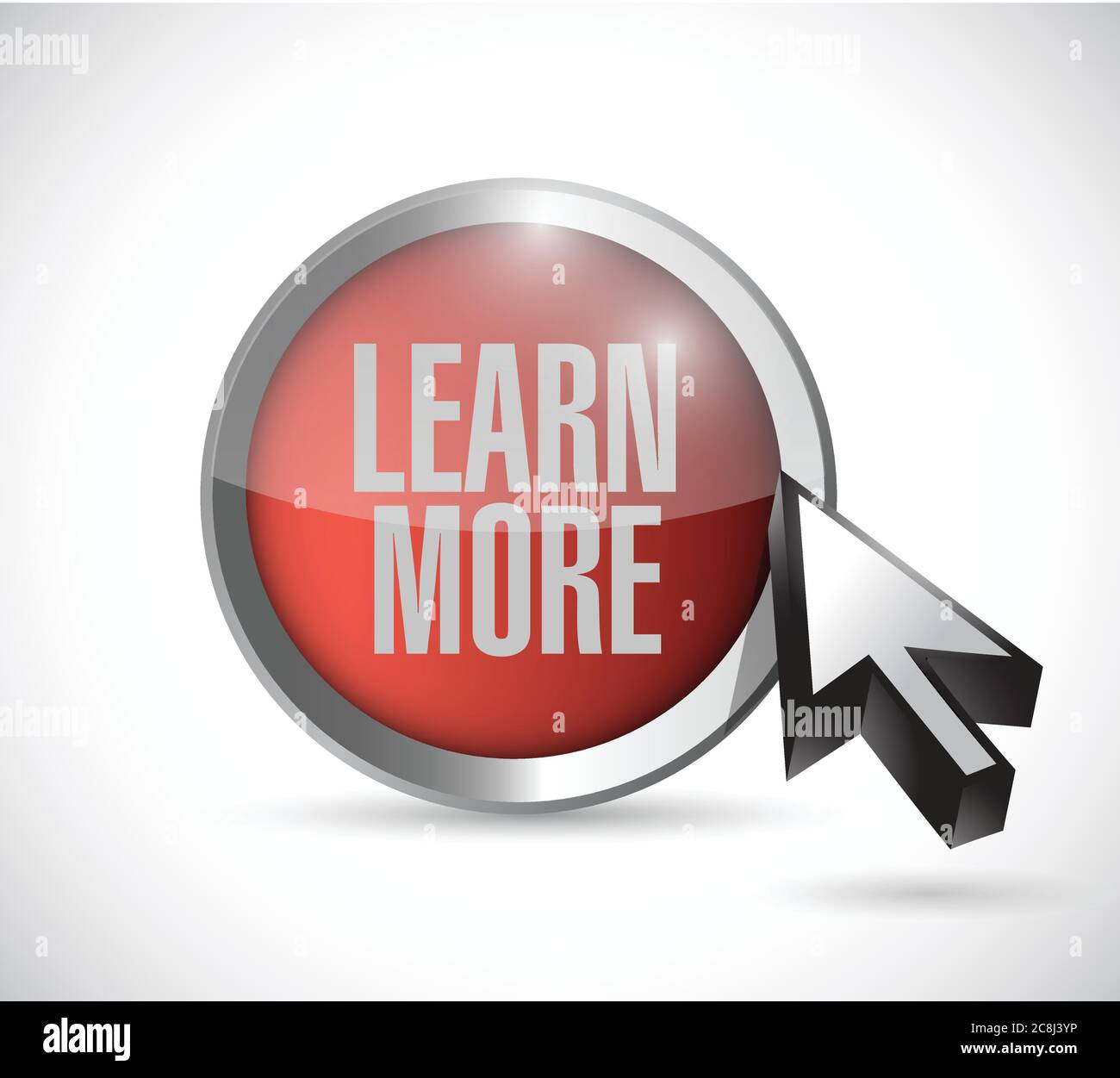 Learn more button and cursor. illustration design over a white ...