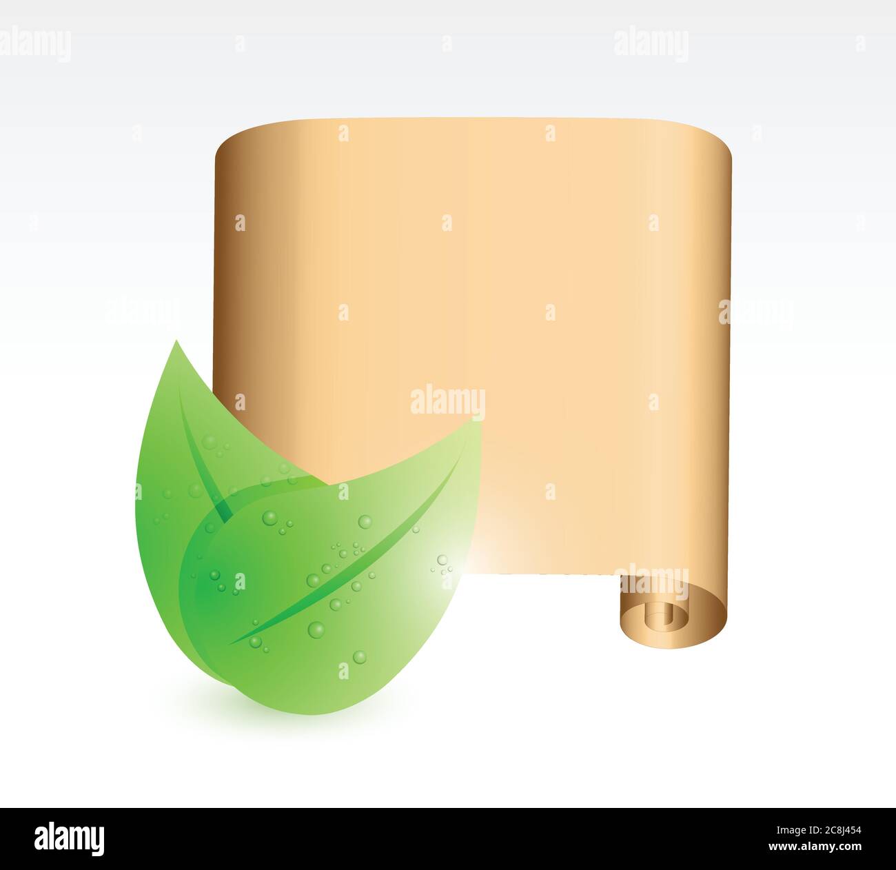 Green leaves and recycle paper illustration design over a white ...