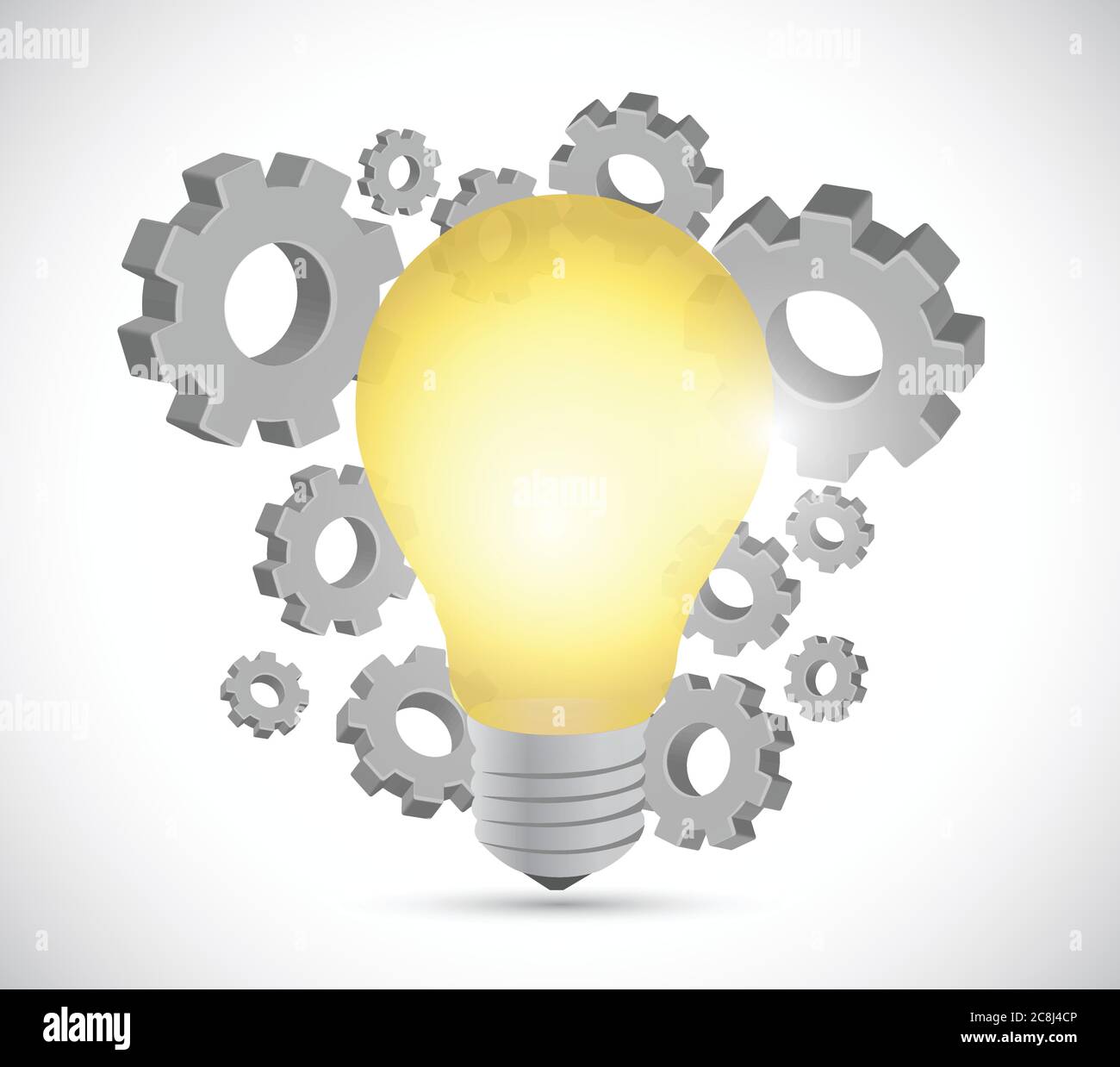 Light bulb and gears illustration design over a white background Stock ...
