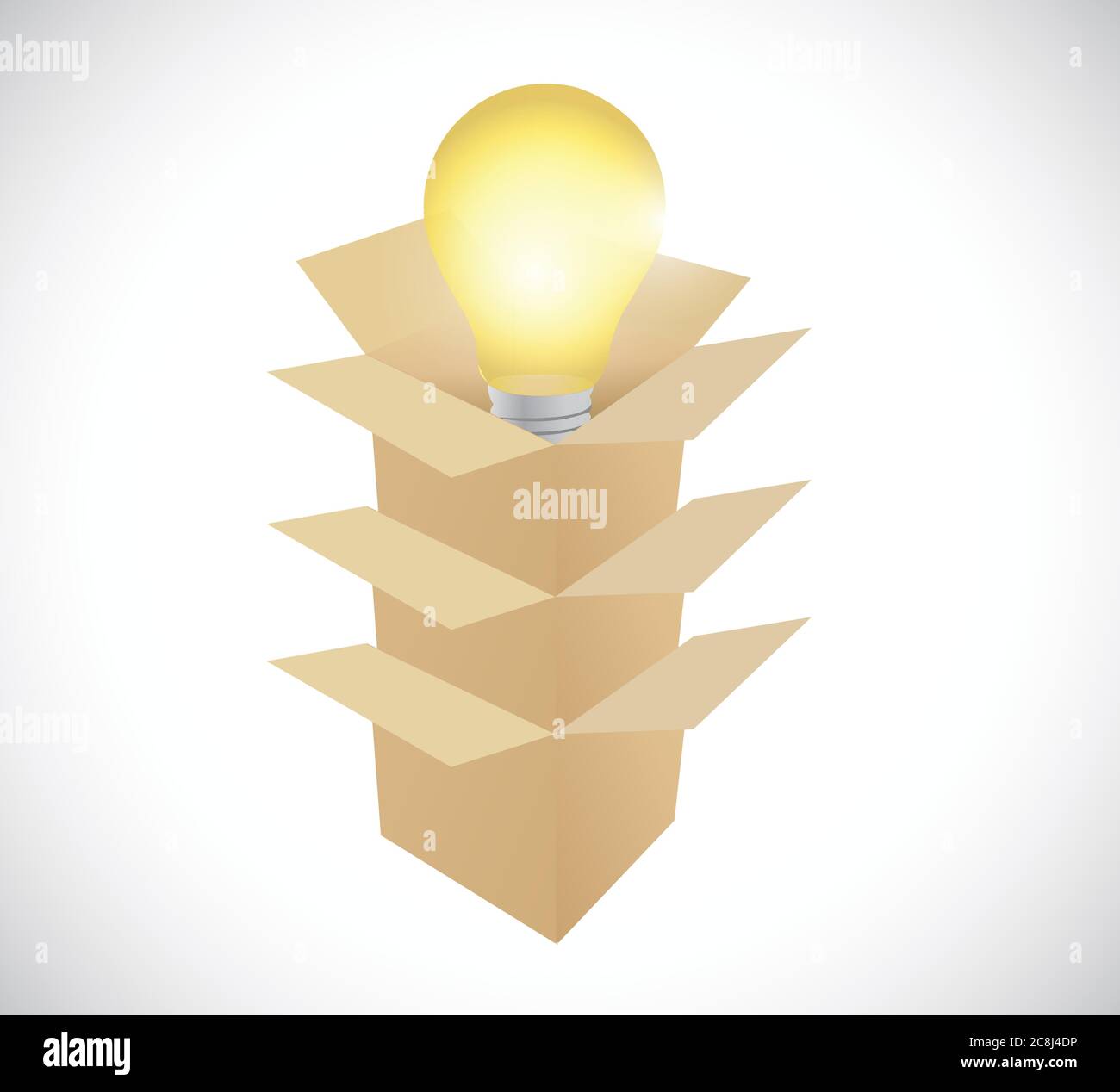 Light bulb idea inside boxes illustration design over a white ...