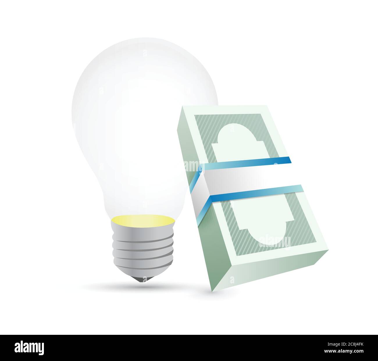 Light bulb and bills illustration design over a white background Stock ...