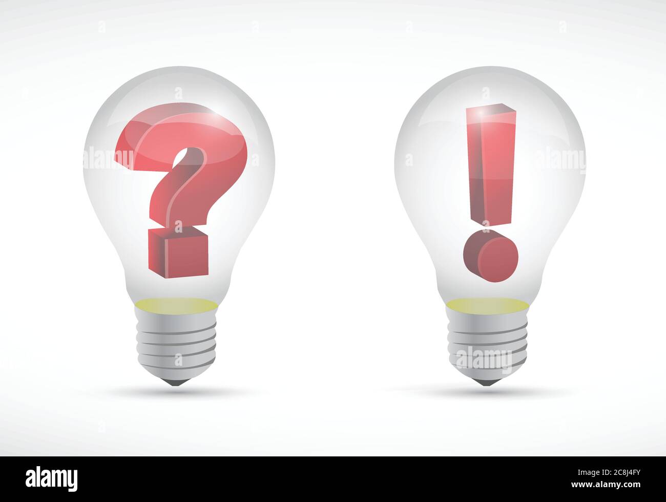 Light bulb question and exclamation symbols illustration design over a ...