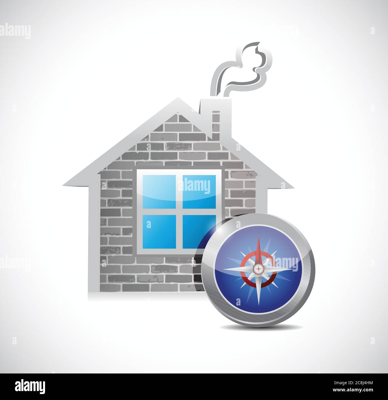 Home and compass illustration design over a white background Stock ...