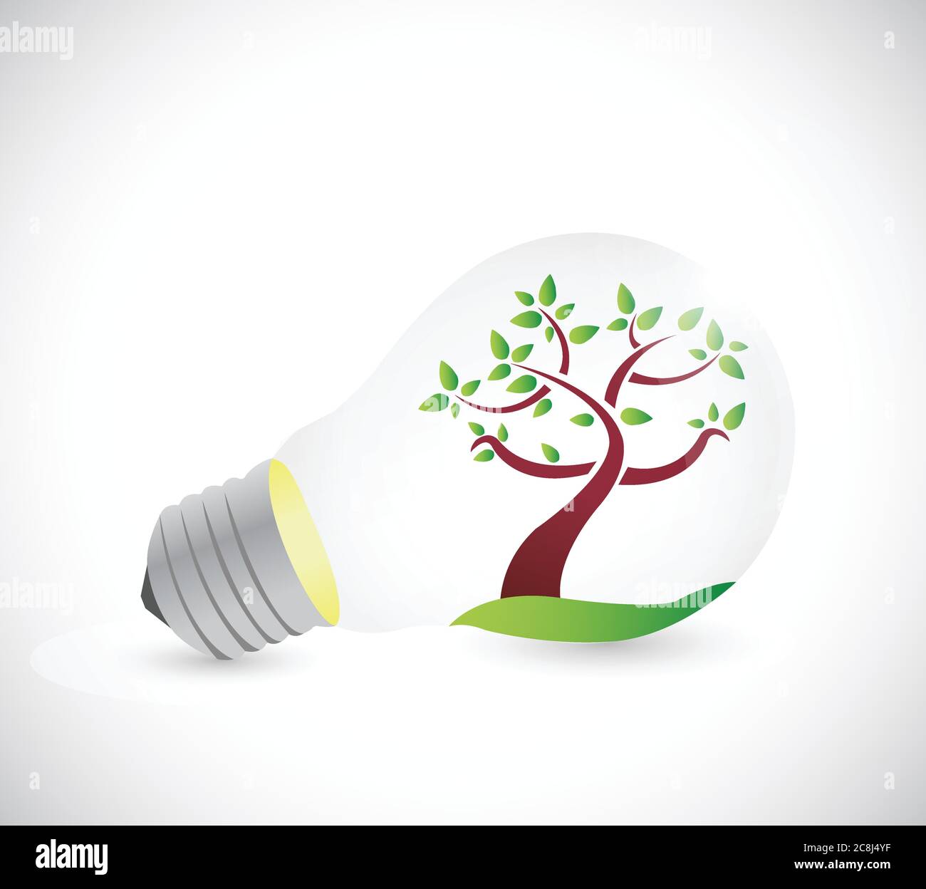 Light bulb and tree illustration design over a white background Stock ...