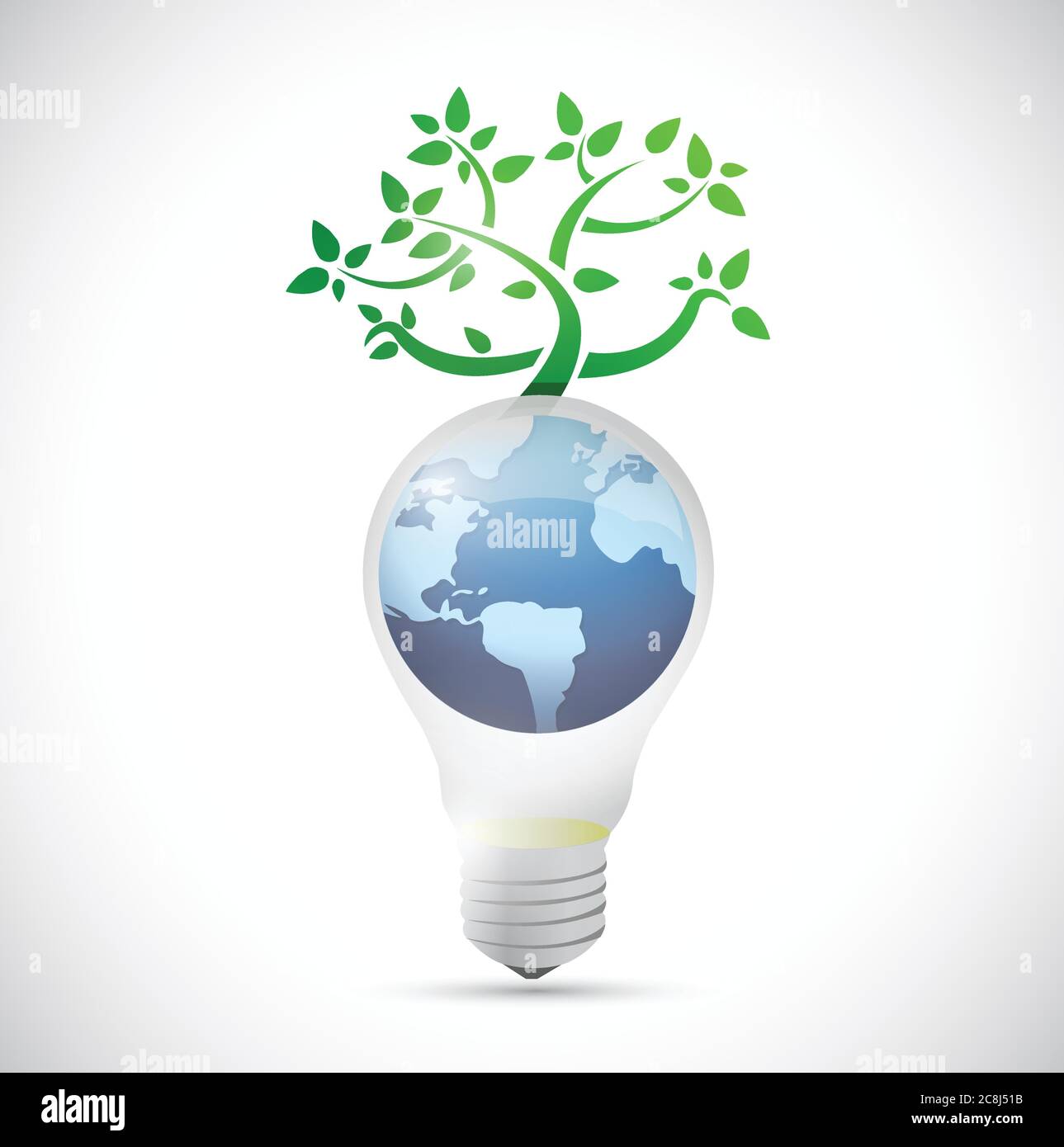 Light bulb globe tree illustration design over a white background Stock ...