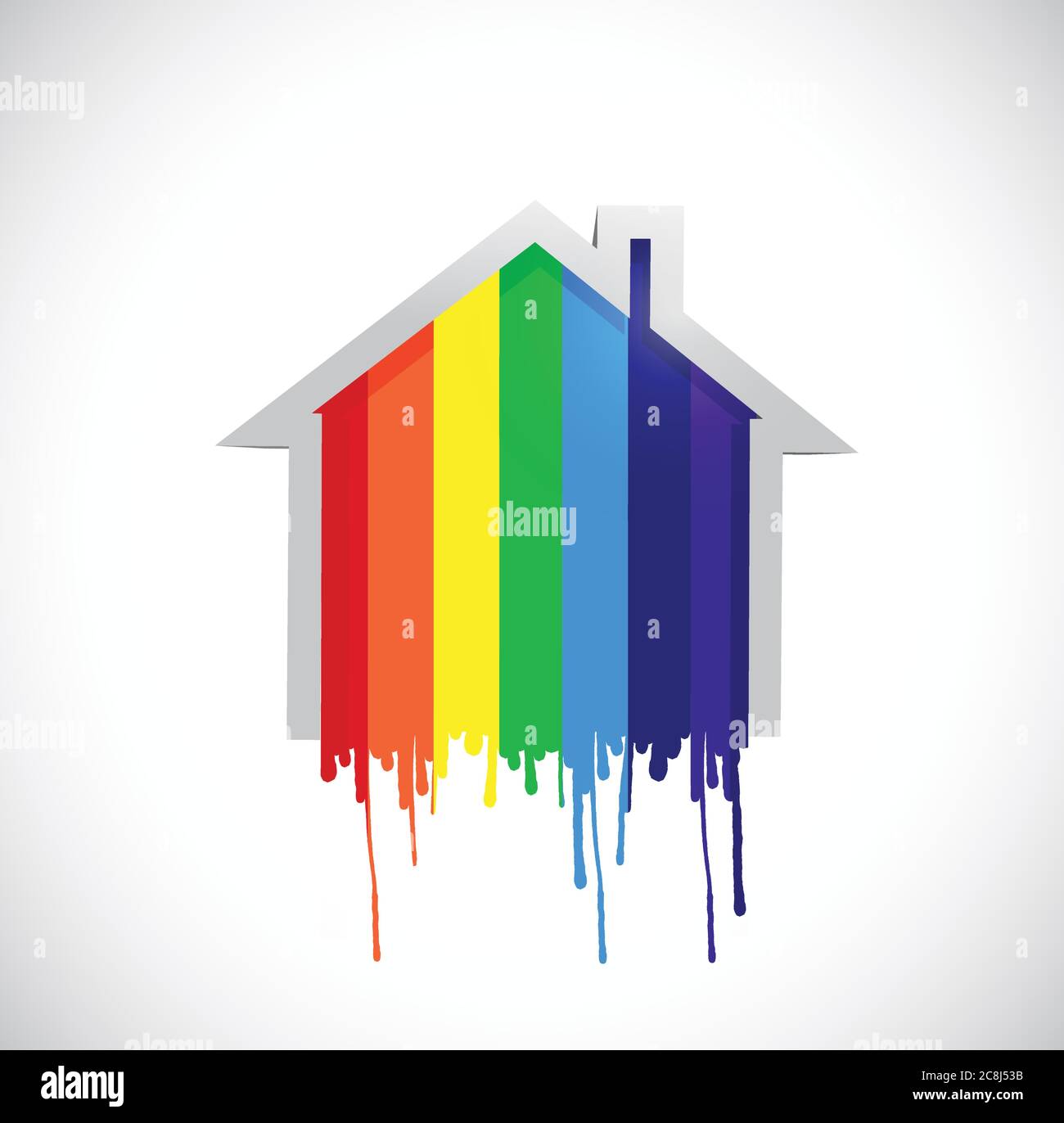 Ink rainbow drop home illustration design over a white background Stock ...
