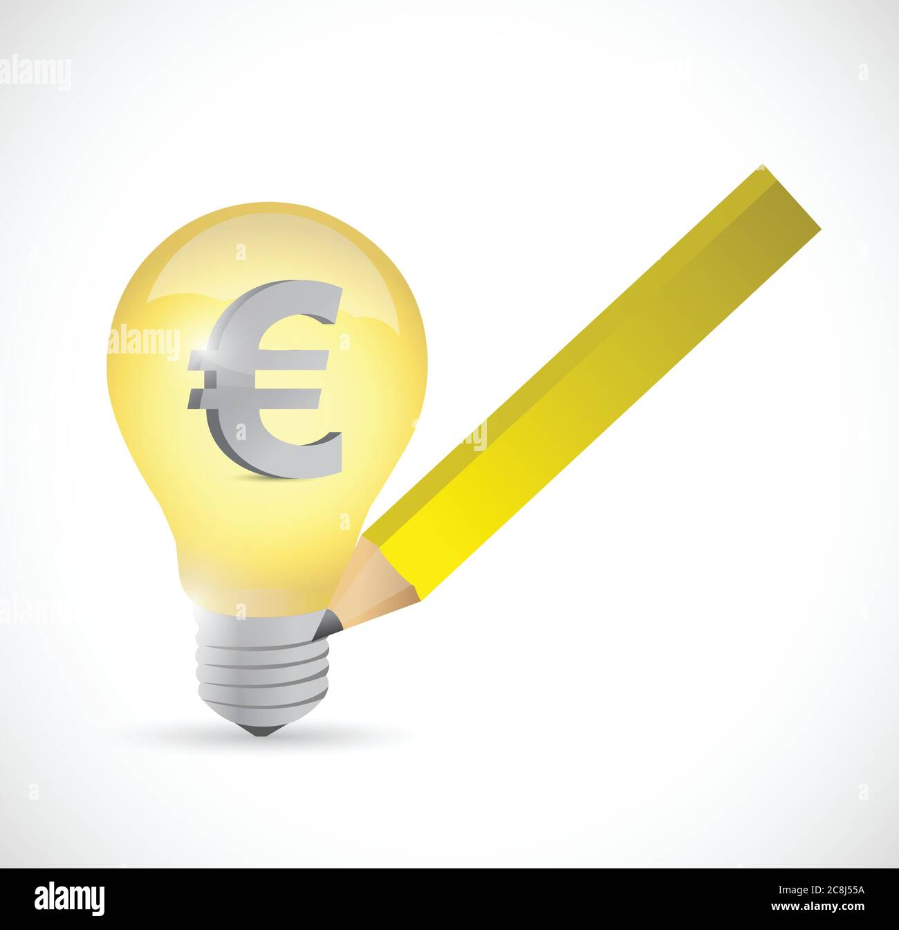Euro light bulb drawing illustration design over a white background ...