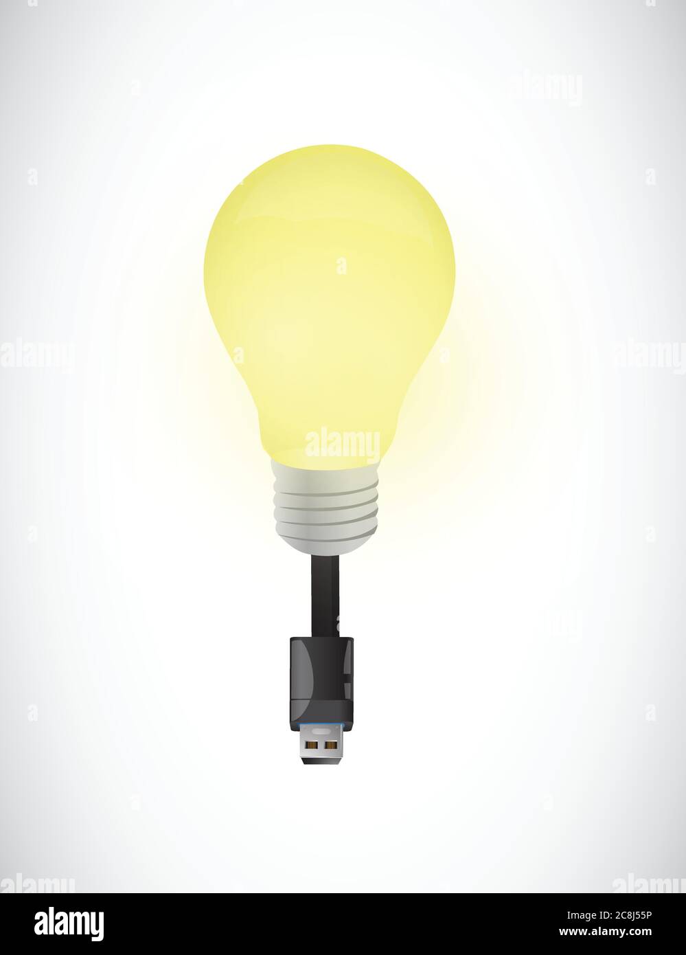 Usb light bulb illustration design over a white background Stock Vector ...