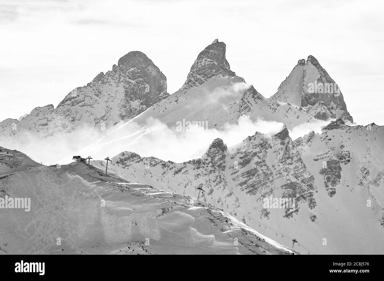 High mountain panorama in Black and White Stock Photos & Images - Alamy