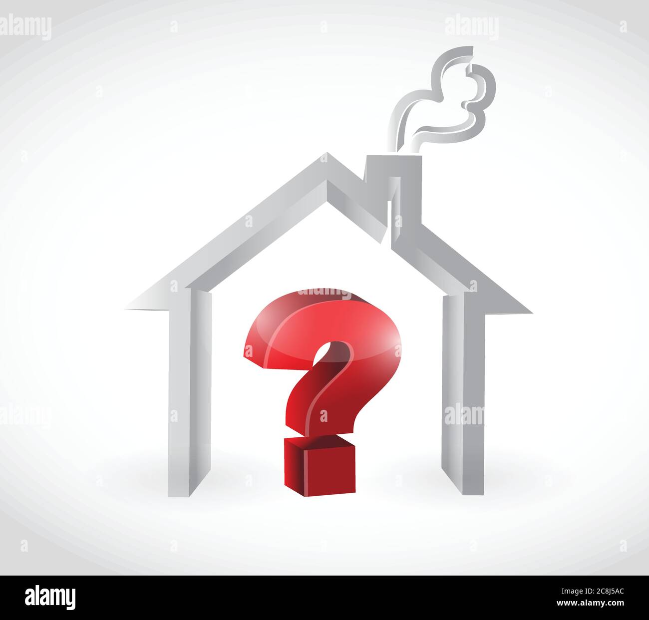 Home and question mark illustration design over a white background ...