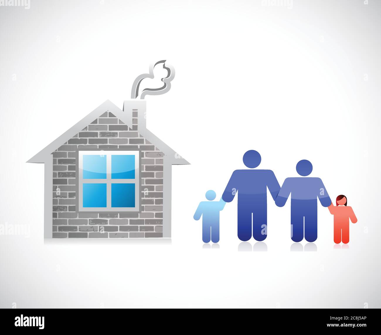 Home and family. brick house illustration design over a white ...