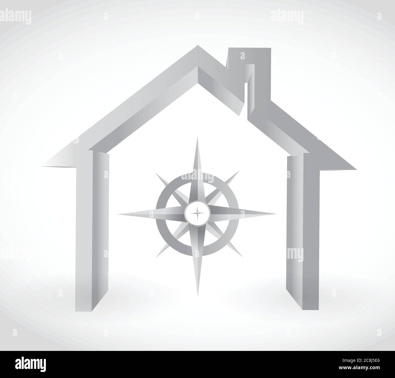 Compass and home. illustration design over a white background Stock ...