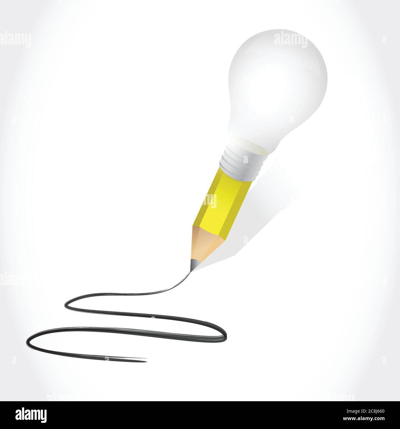 Light bulb and pencil illustration design over a white background Stock ...