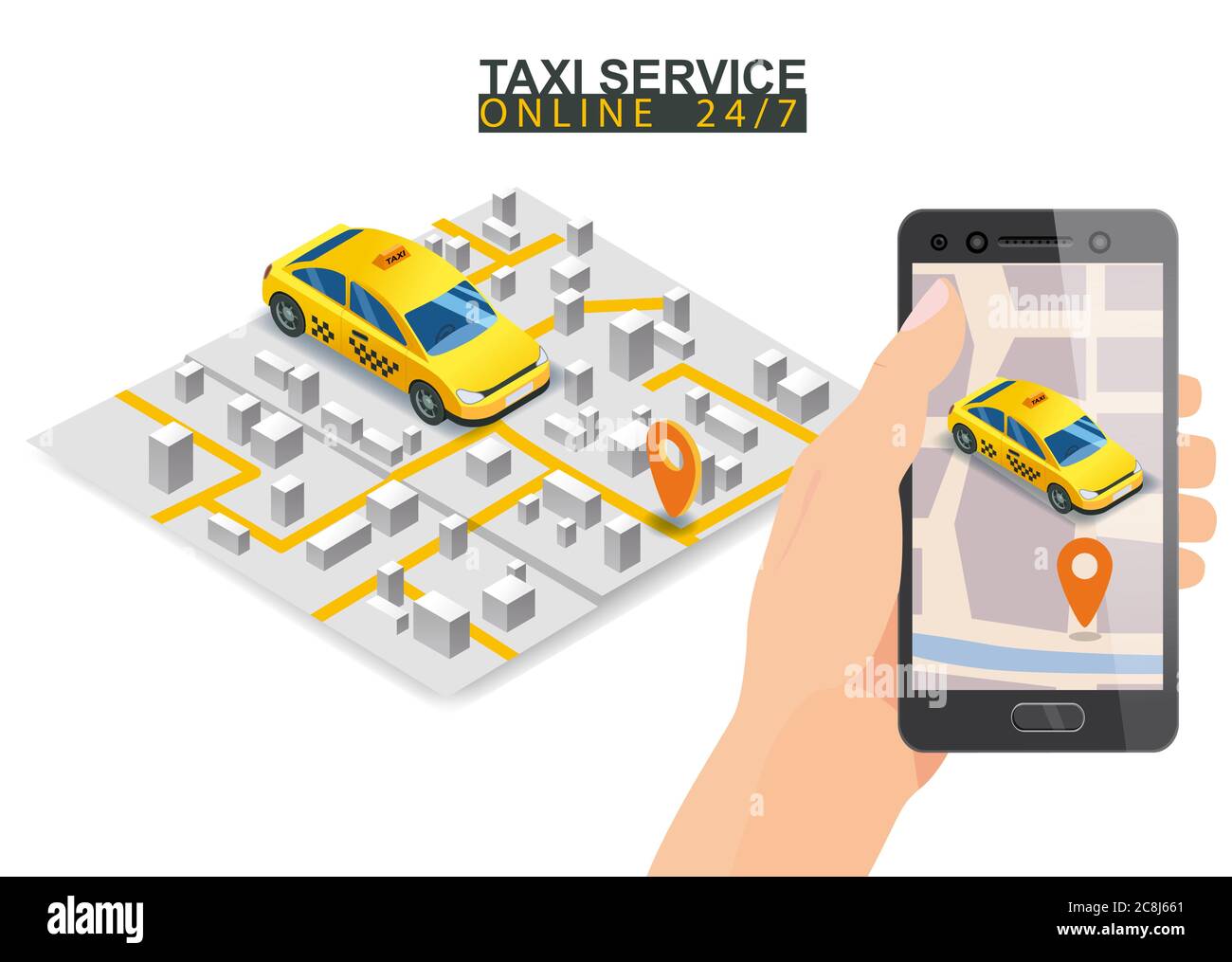 Taxi cab on map Cut Out Stock Images & Pictures - Alamy