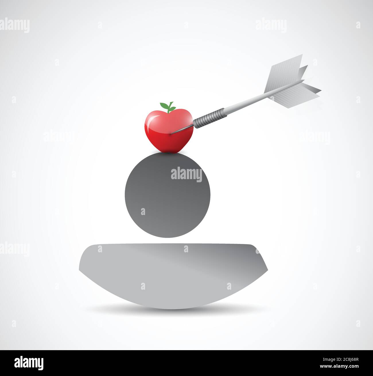 Target apple in top of your head. illustration design over a white ...
