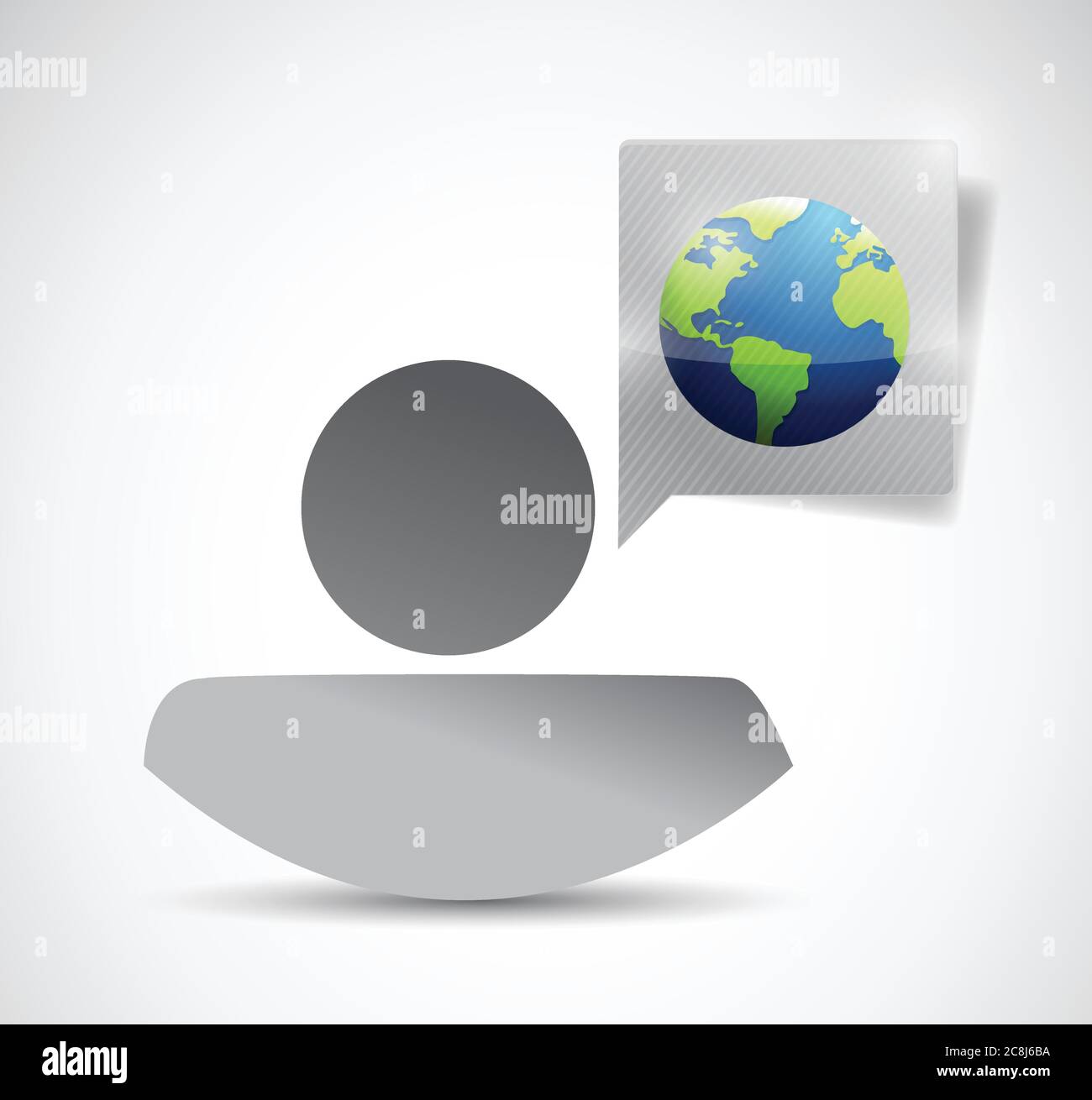Avatar and globe communication illustration design over a white ...