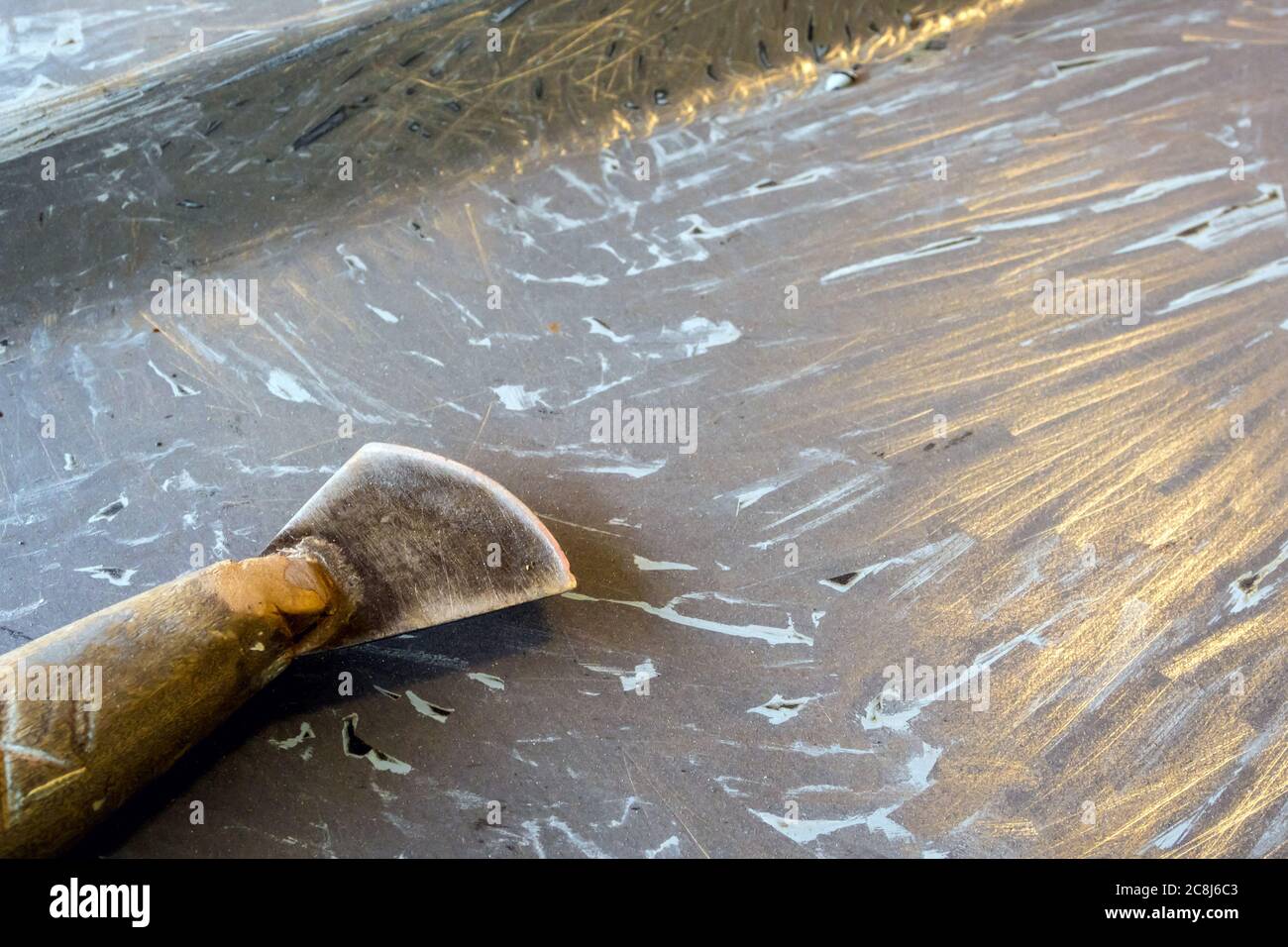 Texture of metal surface as the primer paint layer when the top coat ...