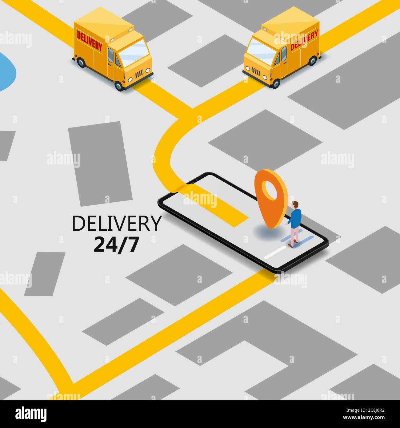 Isometry express cargo delivery route navigation map of the city ...