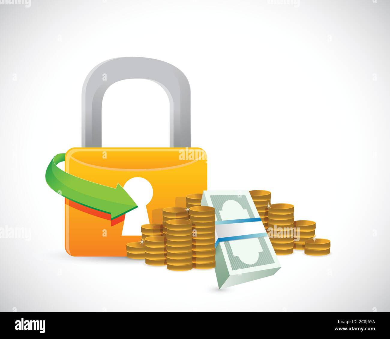 Money protection lock symbol illustration design over white Stock ...