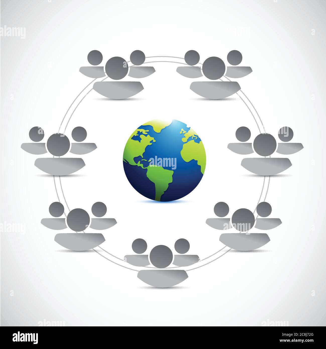 Teamwork around the globe. illustration design over a white background ...