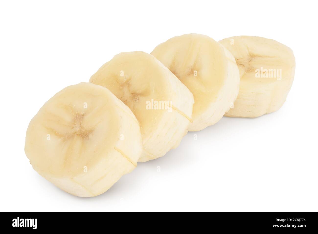 banana pieces isolated on white background with clipping path and full ...