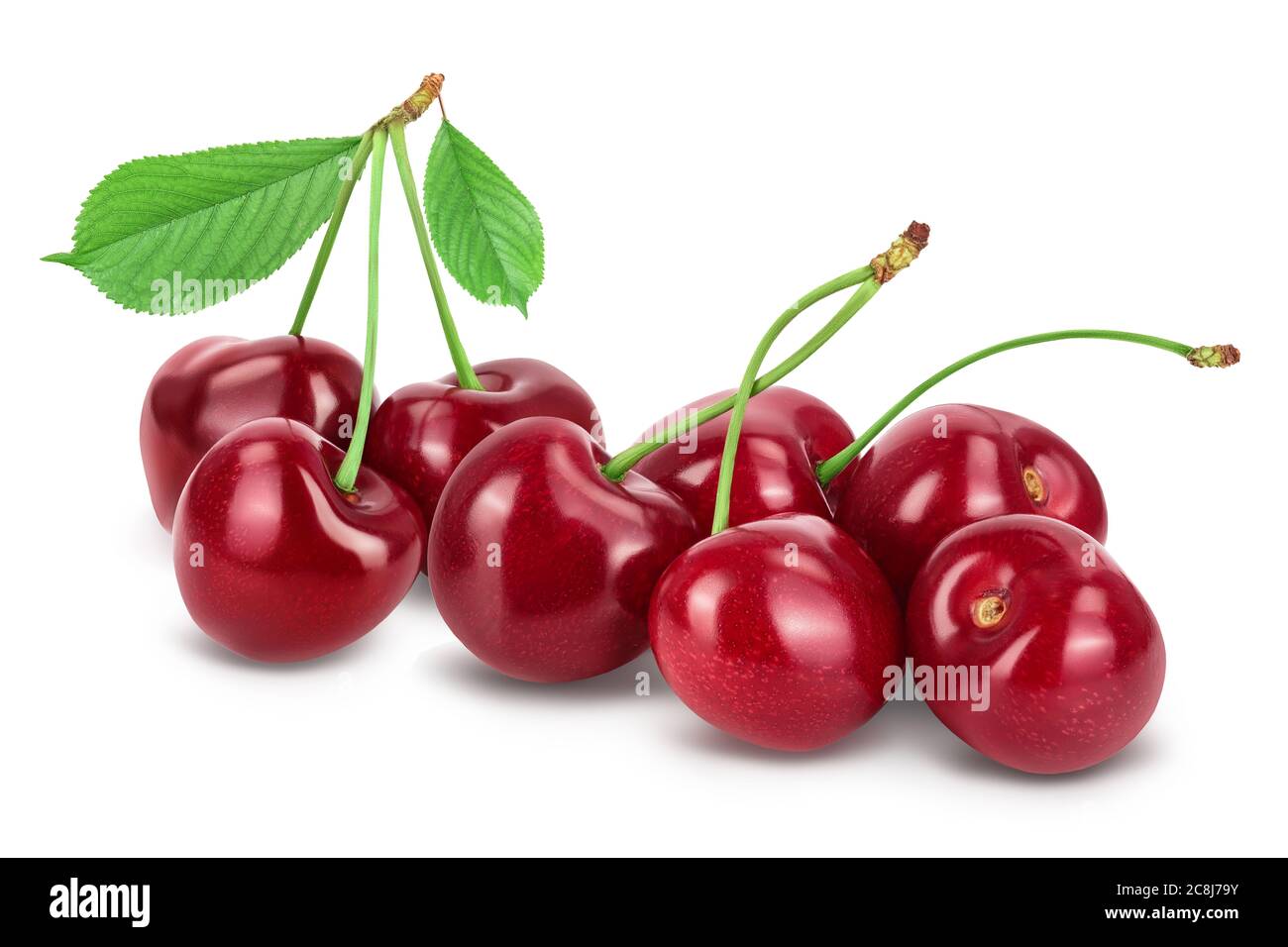 red sweet cherry isolated on white background with clipping path and ...