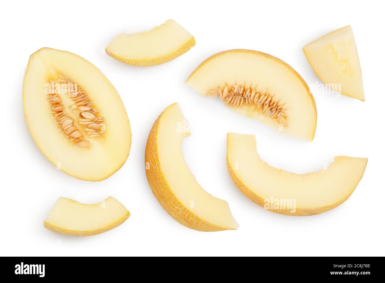 Melon slices isolated on white background with clipping path and full ...