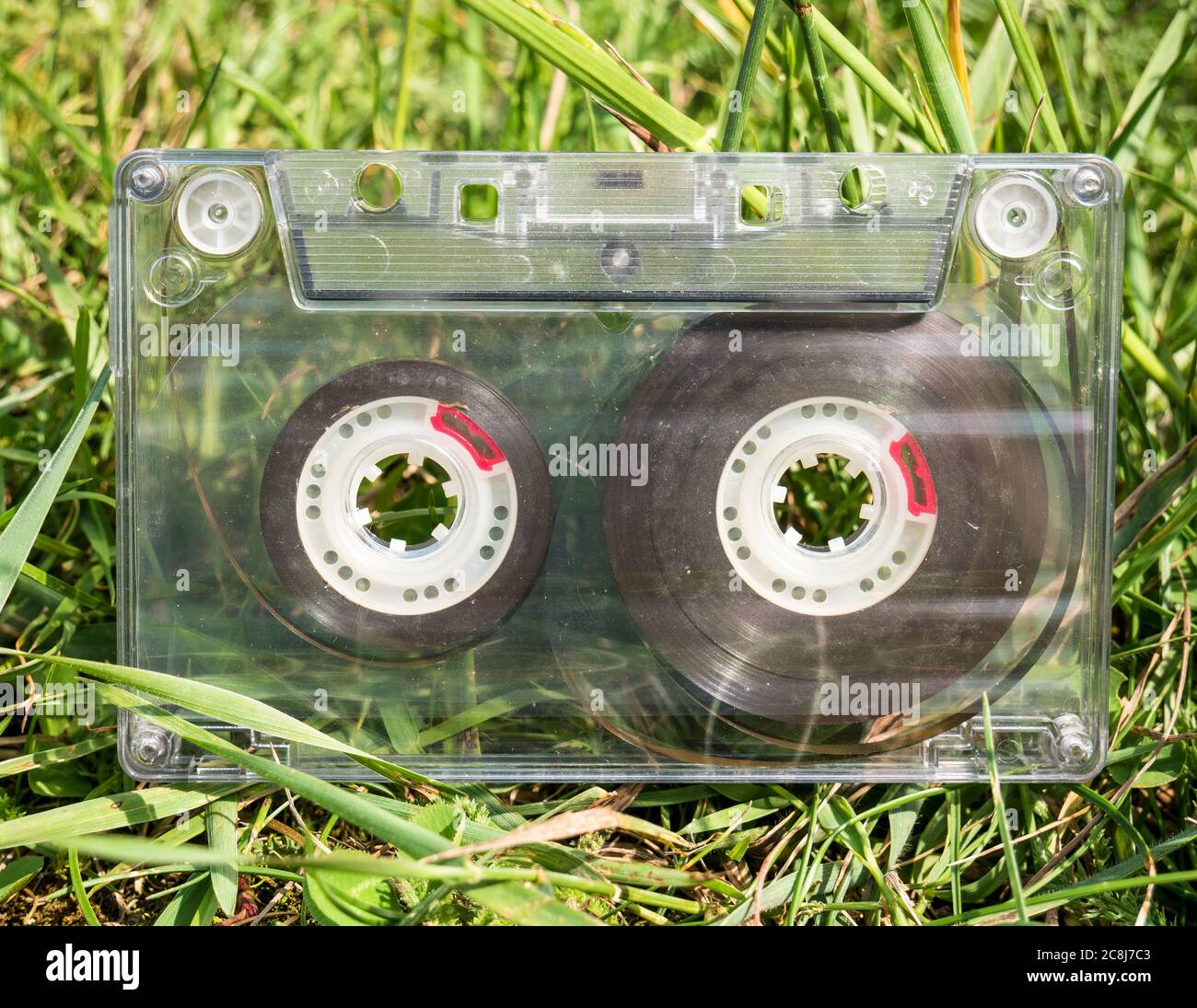 Close up detail with an old vintage cassette tape Stock Photo - Alamy