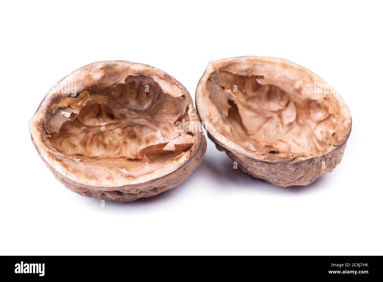 Empty shell of walnut isolated over white background Stock Photo - Alamy
