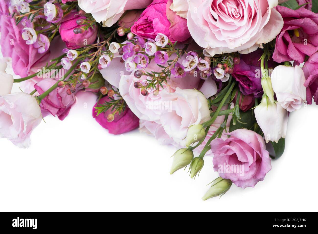 Bouquet of different roses over white background Stock Photo - Alamy