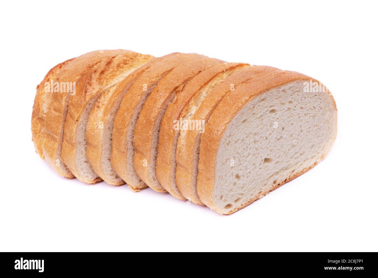 Cutted loaf of bun isolated over white background Stock Photo - Alamy