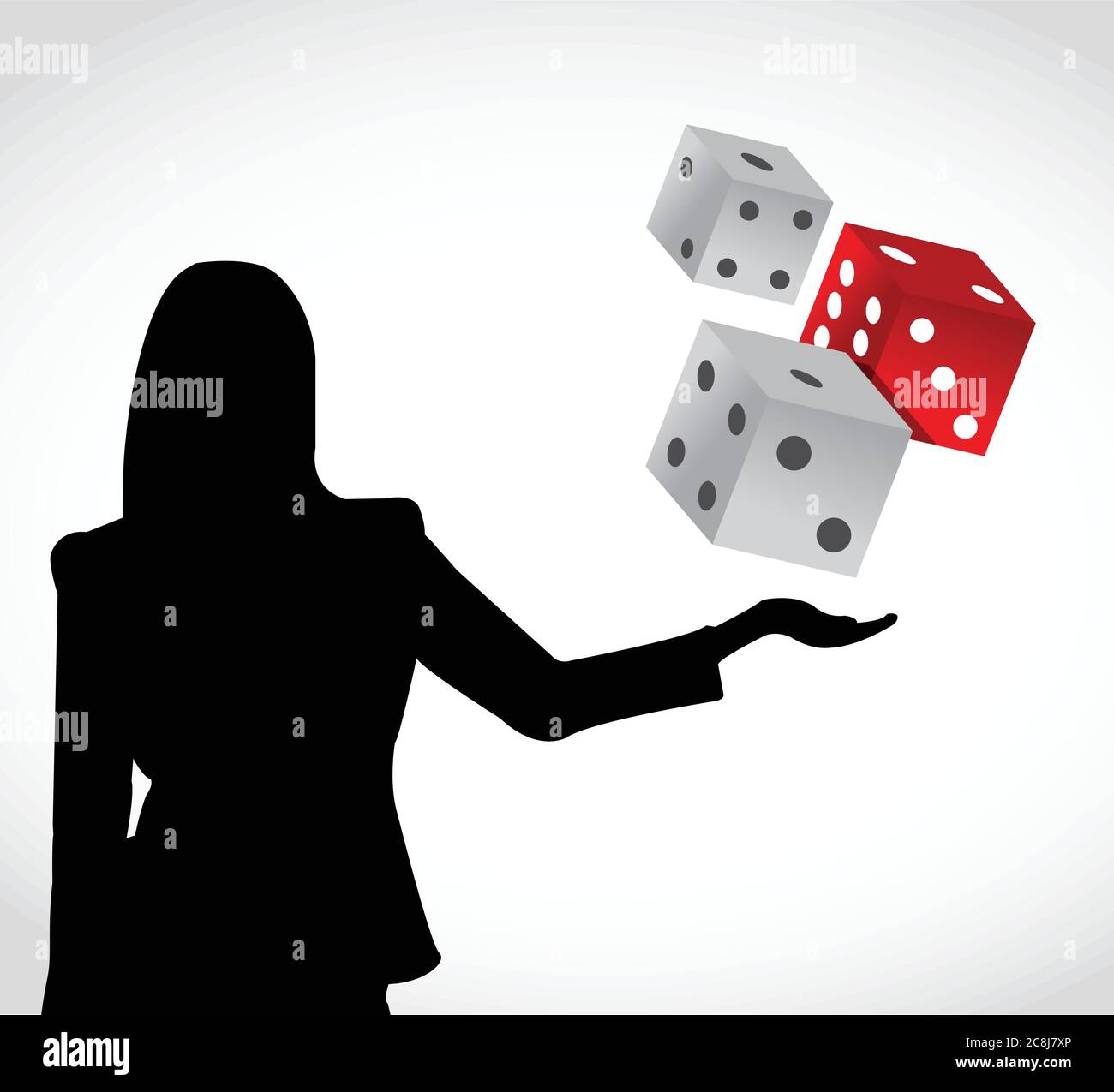 Female and a set of dices illustration design over a white background ...