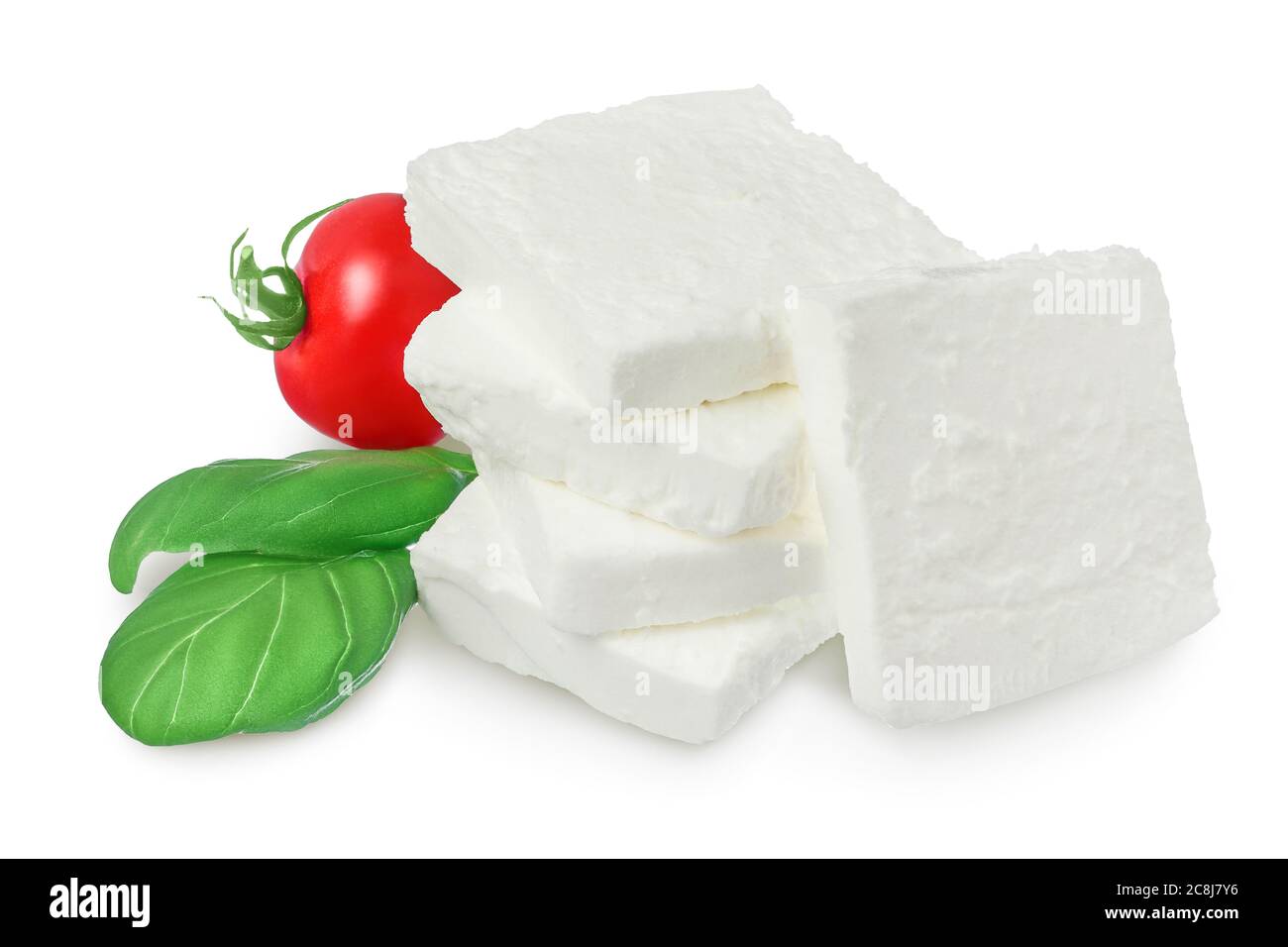 Feta cheese isolated on white background. With clipping path and full ...