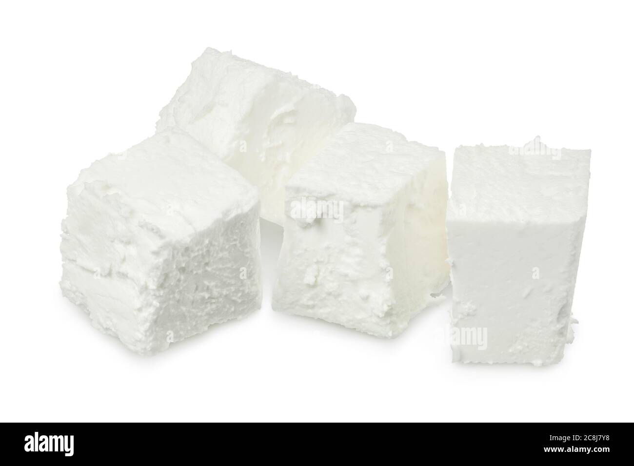 Feta cheese isolated on white background. With clipping path and full ...