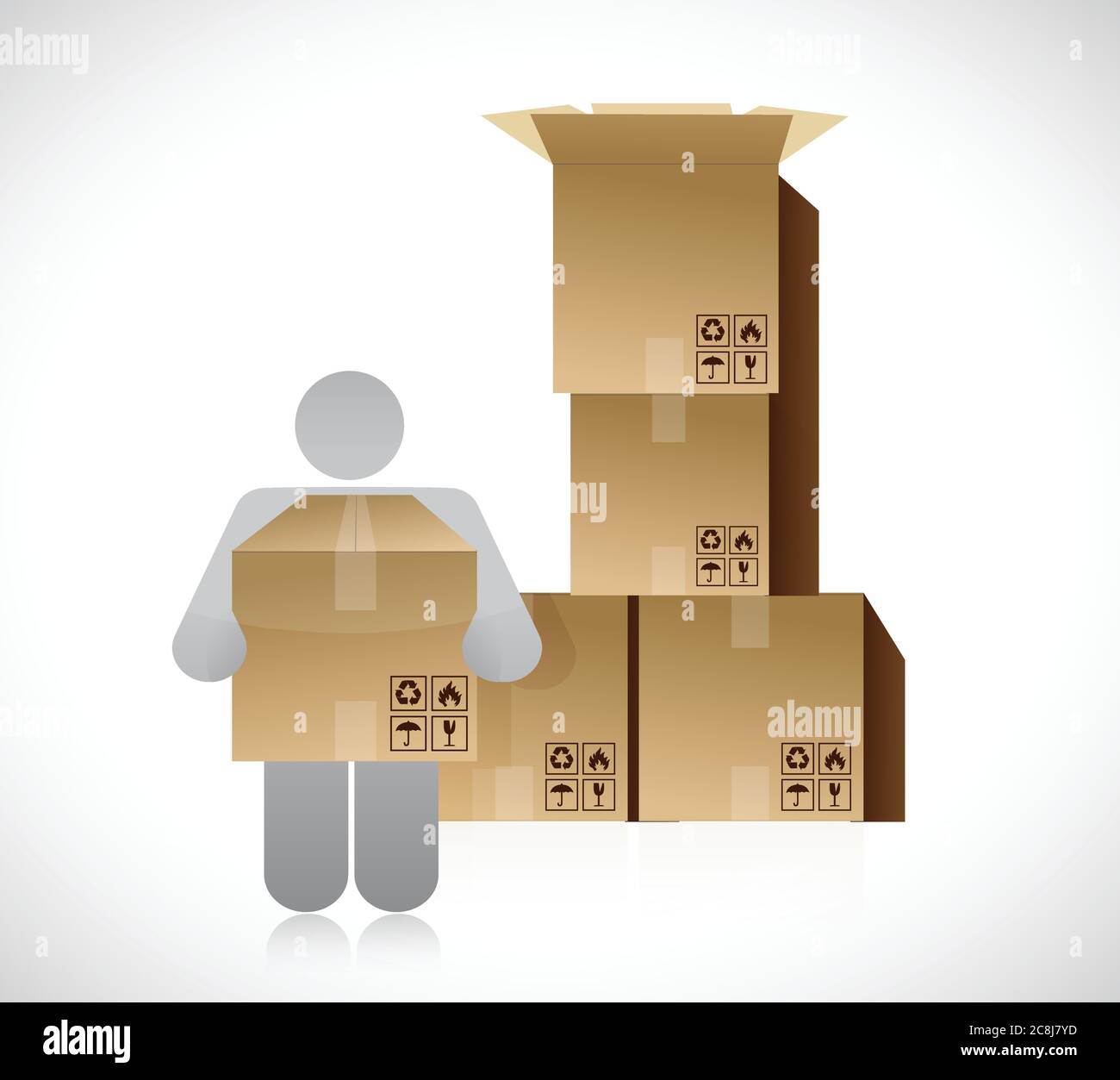 Icon and set of boxes. packing concept illustration design over a white ...