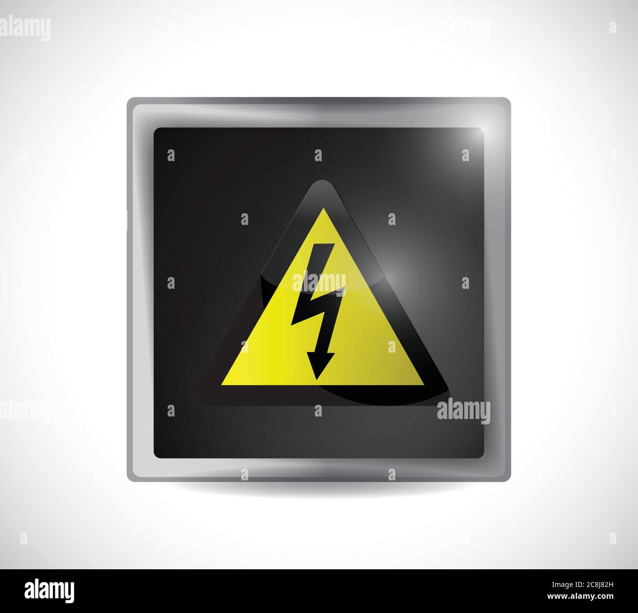 Danger electricity sign button over a white background Stock Vector ...